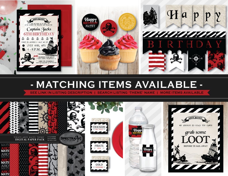 Pirate 'ahoy Matey' Theme printable Party Favor Sign - Etsy