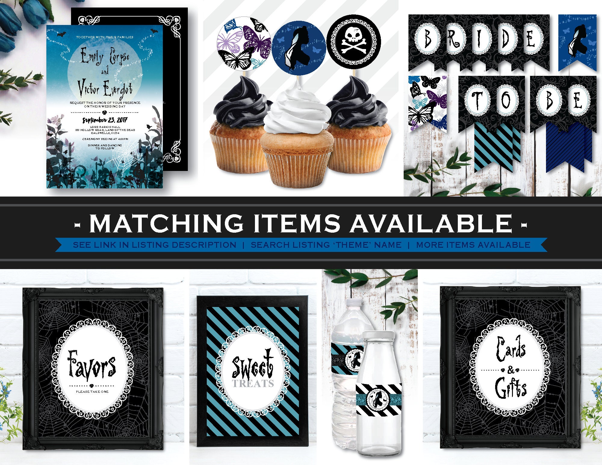 Corpse *skeleton Bride* Theme / Printable Dessert Treat Sign / Love is ...
