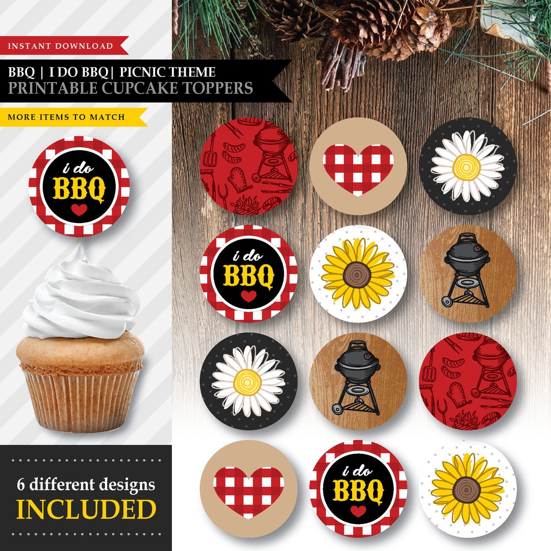 I Do Barbecue 'backyard BBQ Red' Theme *printable Cupcake Toppers ...