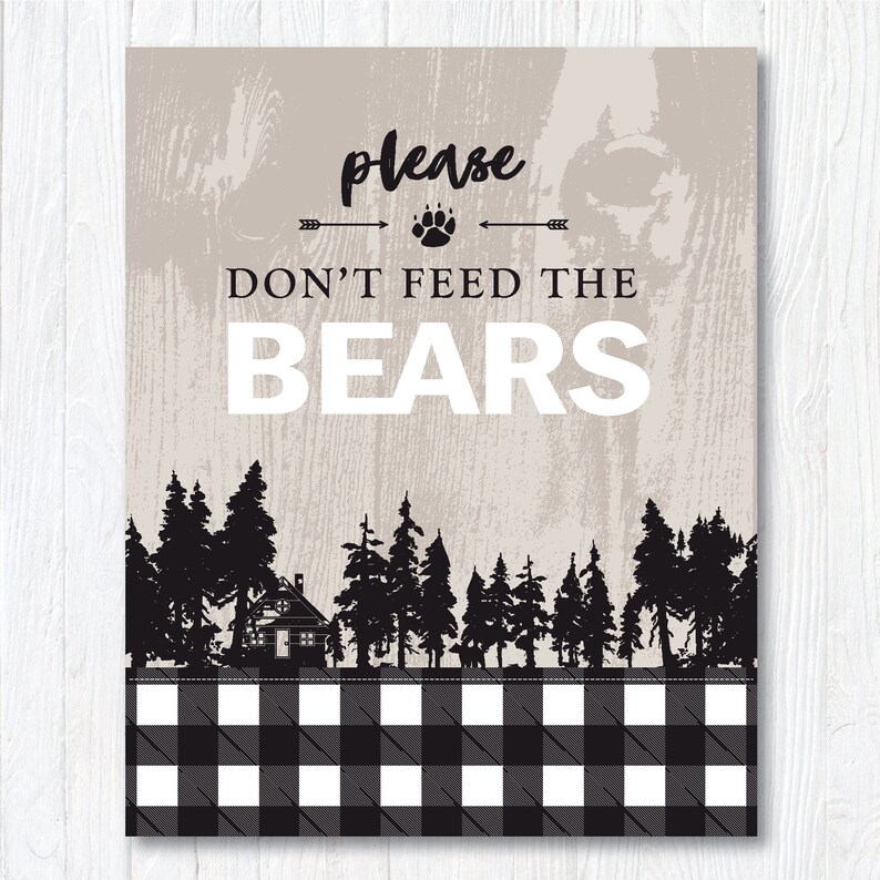 Lumberjack 'white Flannel' Theme *printable Don't Feed Bears Sign* Food ...
