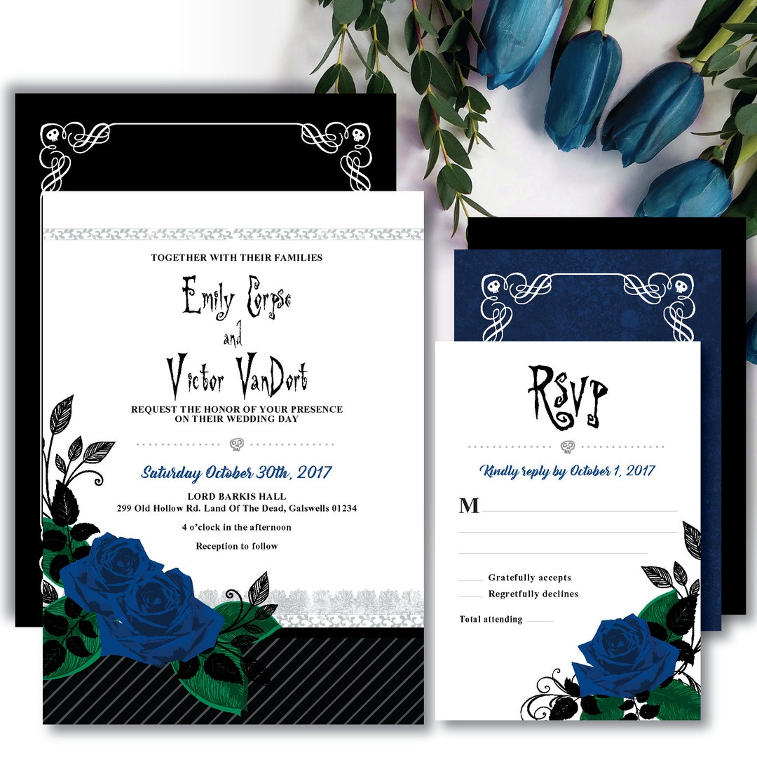 Corpse Skeleton Bride 'blue Rose' Theme printable - Etsy
