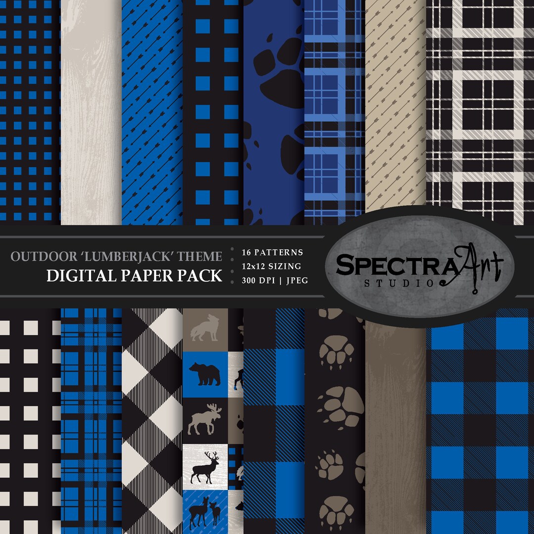 Lumberjack blue Flannel Theme / Camping Party Printable / Digital ...
