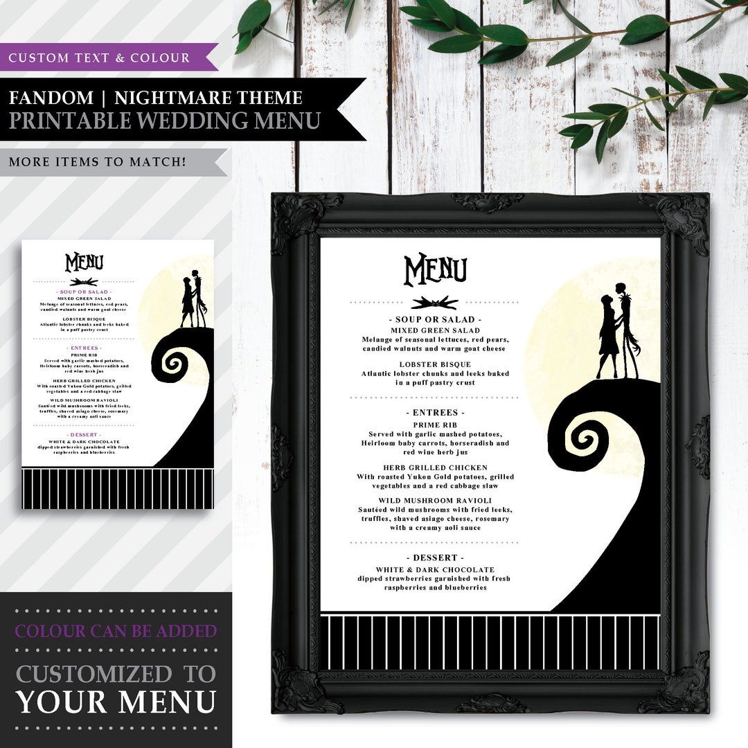 Nightmare moonlight Serenade Theme / Printable Wedding Dinner Table ...