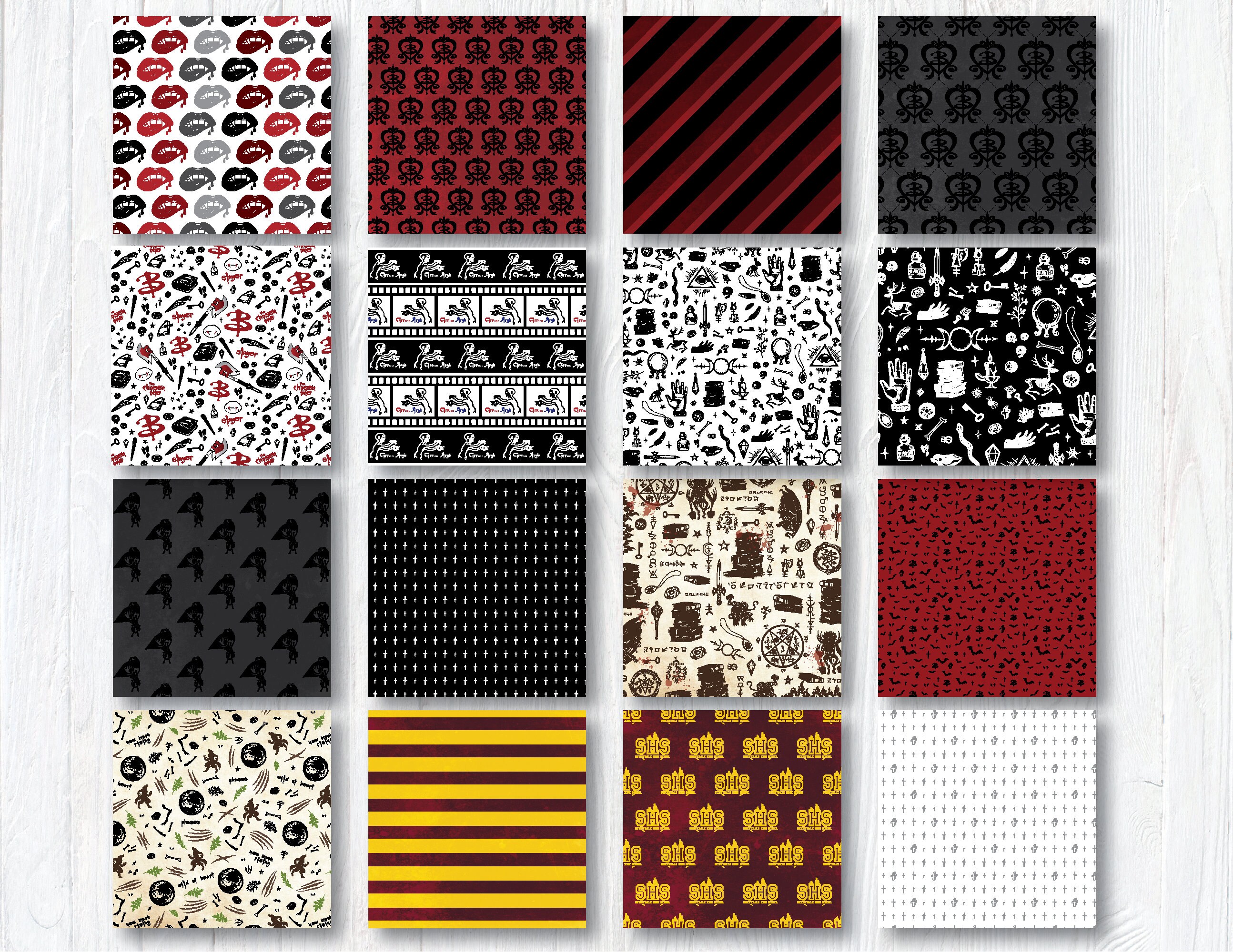 Horror *vamp Slayer* Theme Digital Paper Pack | Printable Scrapbook ...
