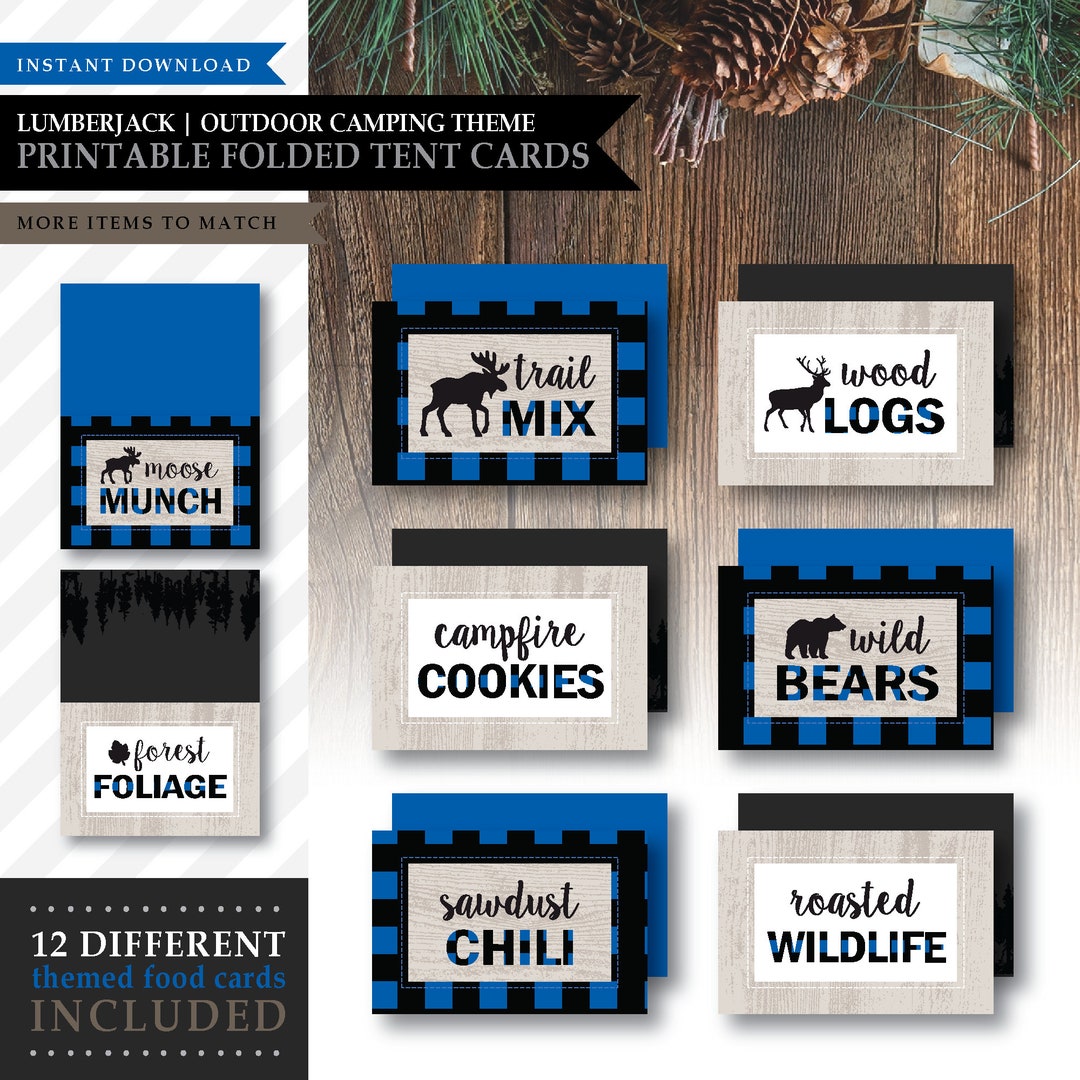 Lumberjack 'blue Flannel' Theme *printable Folded Food Tent Cards ...