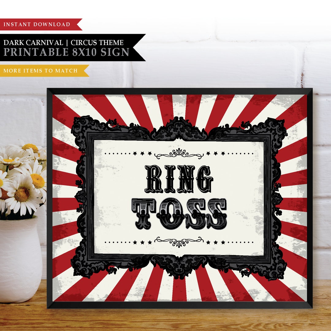 Circus 'dark Carnival' Theme *printable Ring Toss Sign* Ball Toss ...