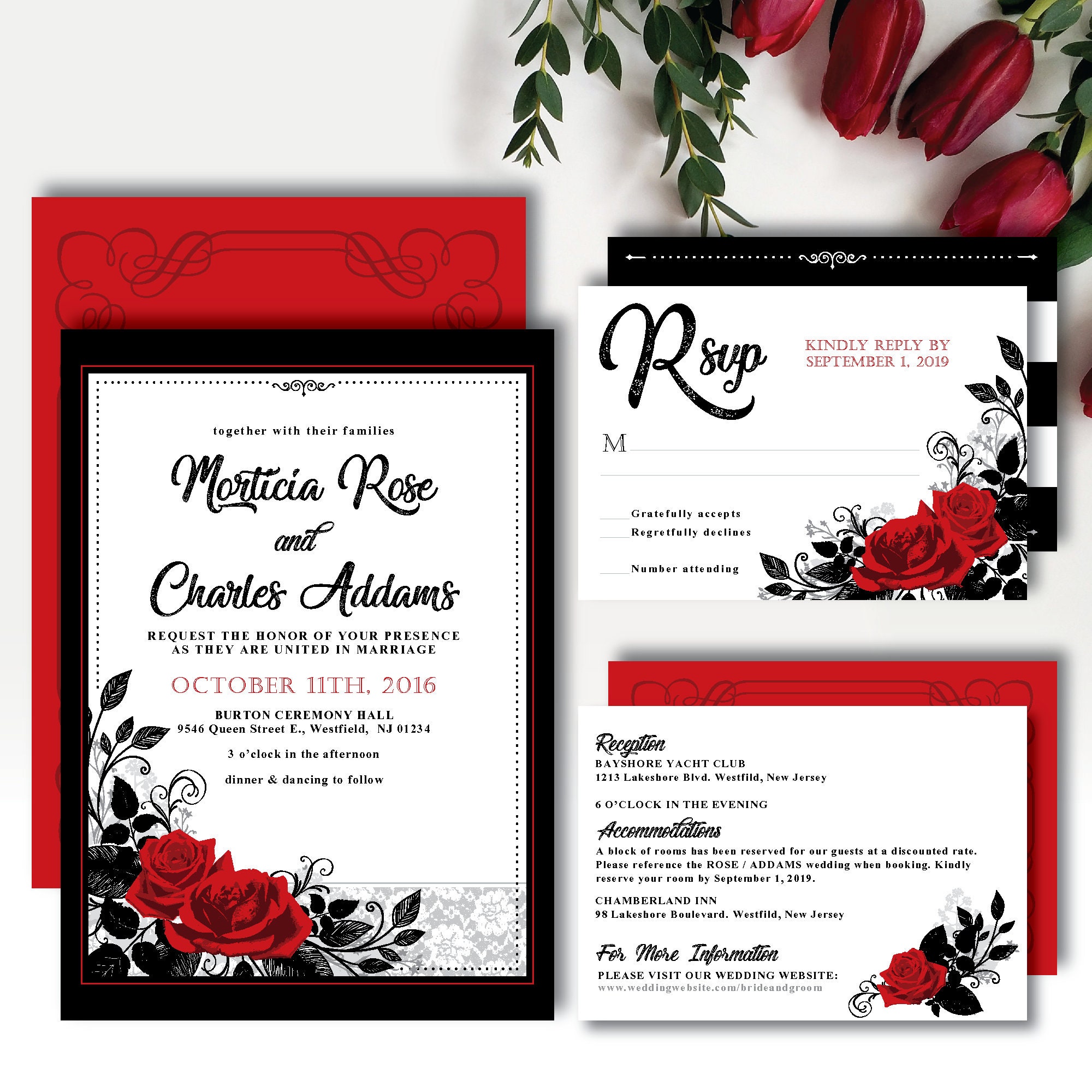 Red Black And White Wedding Invitation Templates Red And Black