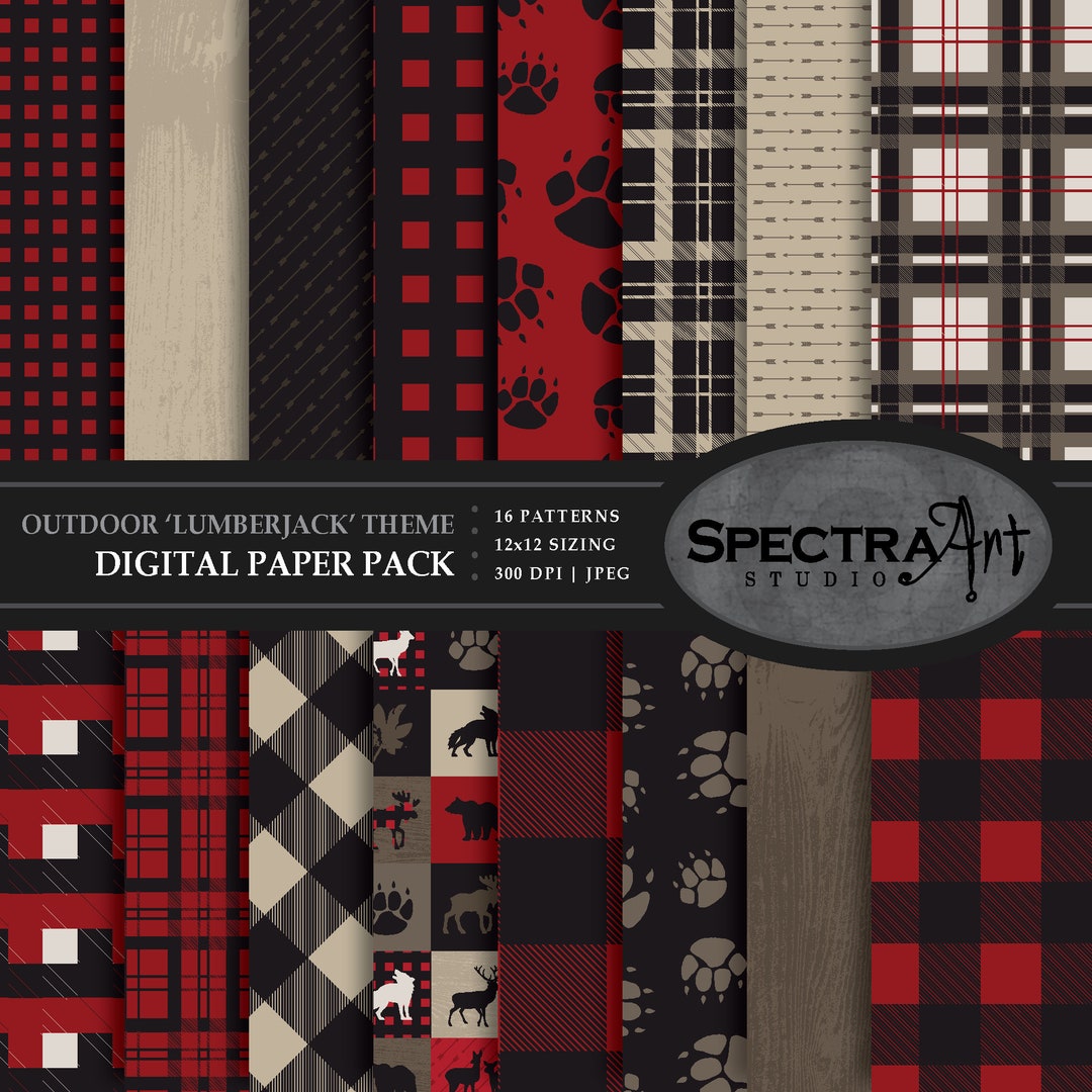 Lumberjack *red Flannel* Theme Digital Paper Pack | Printable Scrapbook ...