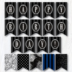 Wednesday 'nevermore' Theme printable Happy Birthday - Etsy