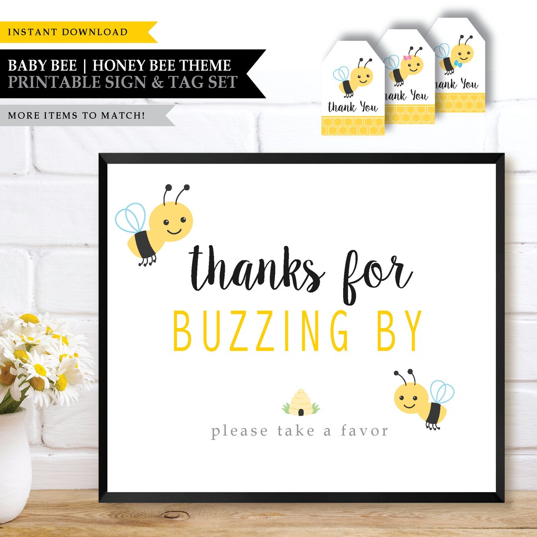Baby 'little Bumblebee' Theme *printable Party Favor Sign* Favor Tags ...