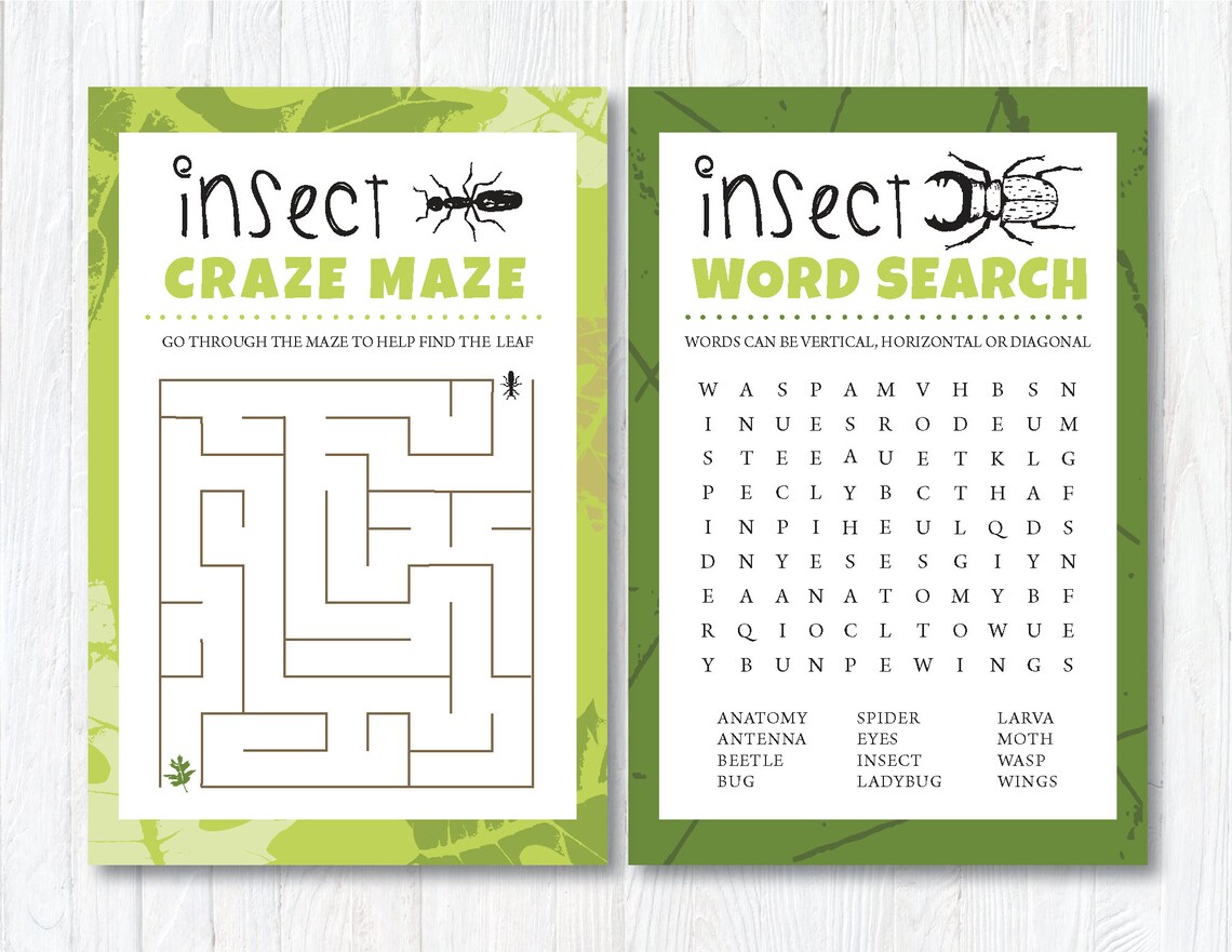 Insect 'creepy Crawlers' Theme *printable Kids Party Game Cards* Bug ...