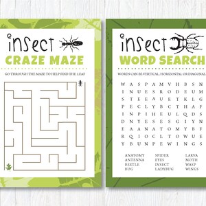 Insect 'creepy Crawlers' Theme printable Kids Party Game Cards Bug Bash ...
