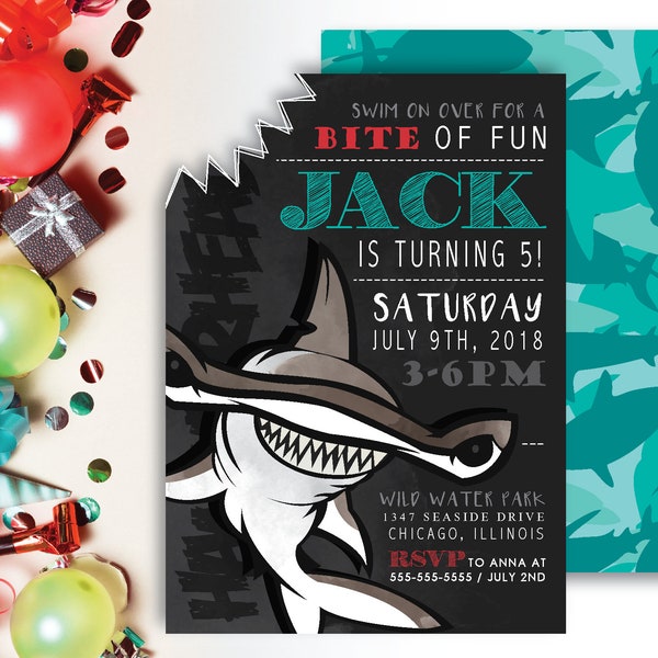 Shark Bite Invite - Etsy