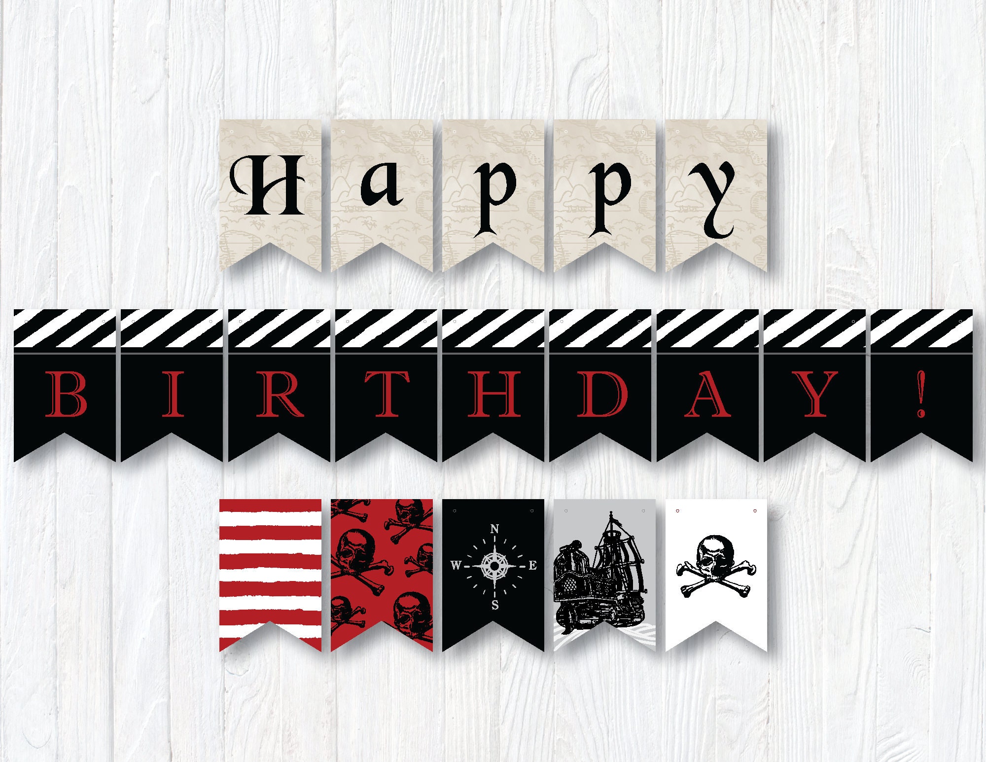 Pirate 'ahoy Matey' Theme *printable Happy Birthday Banner* Birthday ...