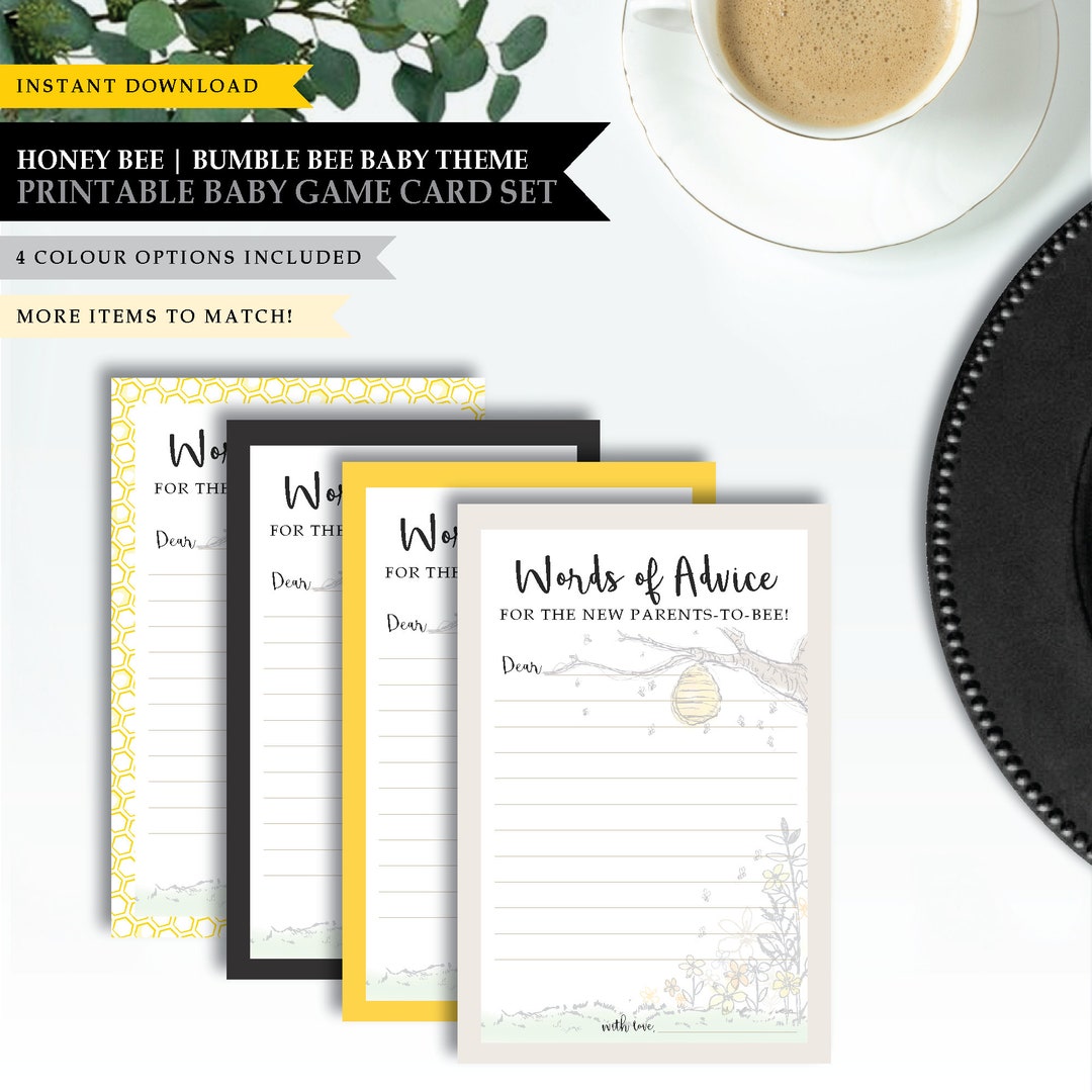 Bee' Honey Bee Tree' Theme *printable Advice to Parent Card* Baby Game ...