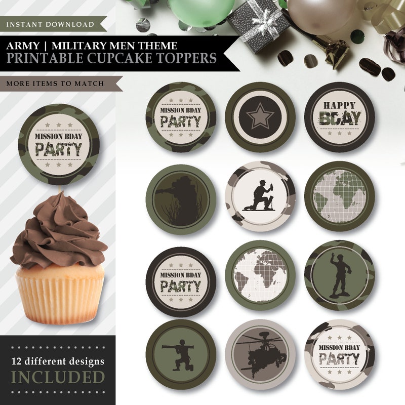 Army Cupcake Toppers - Etsy