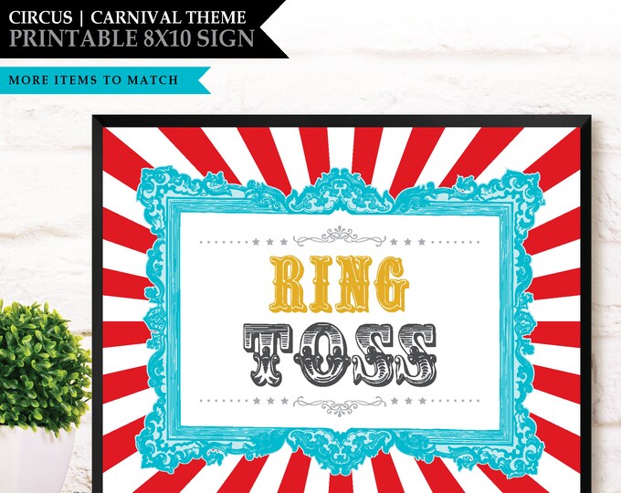 Printable DIY Vintage Circus Ring Toss Sign 8.5 X 11 INSTANT DOWNLOAD ...