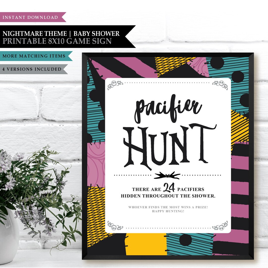 Nightmare *skellington Love* Printable Pacifier Hunt Game | Find the ...