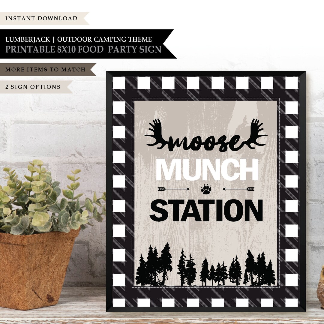 Lumberjack 'white Flannel' Theme *printable Moose Munch Station Sign ...