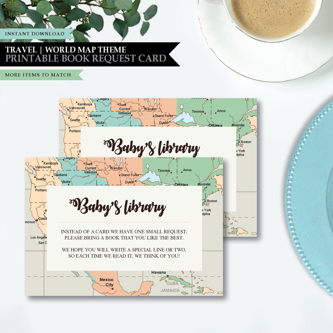 Travel 'great Adventure' Theme *printable Book Request Card* Baby ...