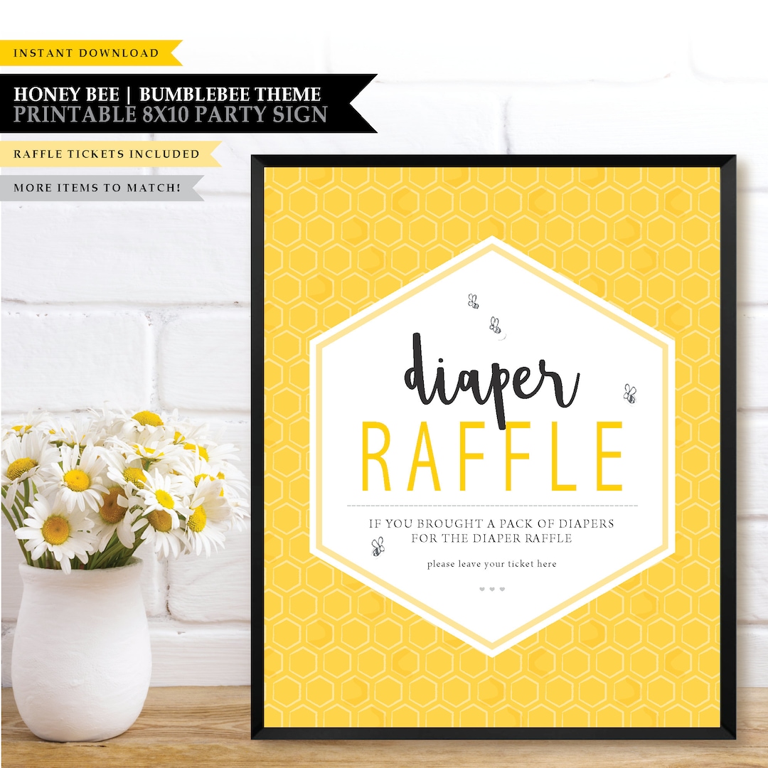 Bee 'honey Bee Tree' Theme printable Diaper Raffle Sign Raffle Tickets ...