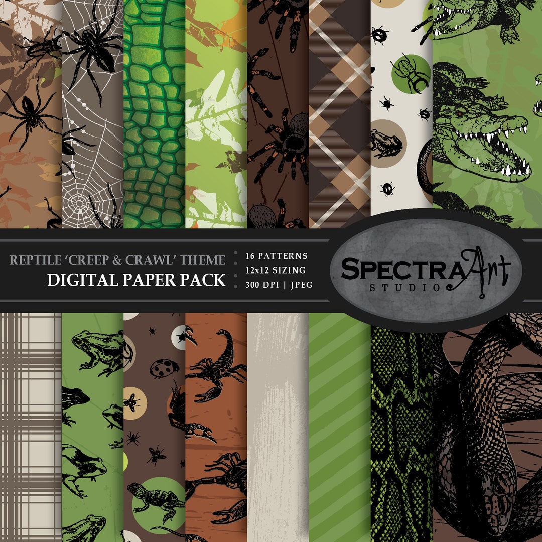 Reptile *hop Crawl Slither* Theme Digital Paper Pack | Printable ...