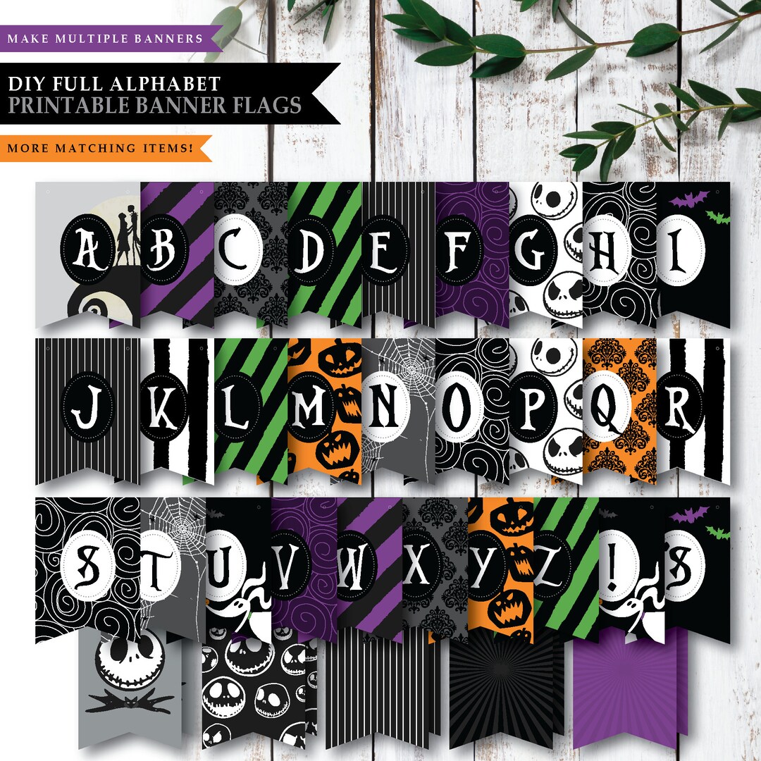 Nightmare *halloween Town* Printable Alphabet Banner | ABC Banner Flags ...