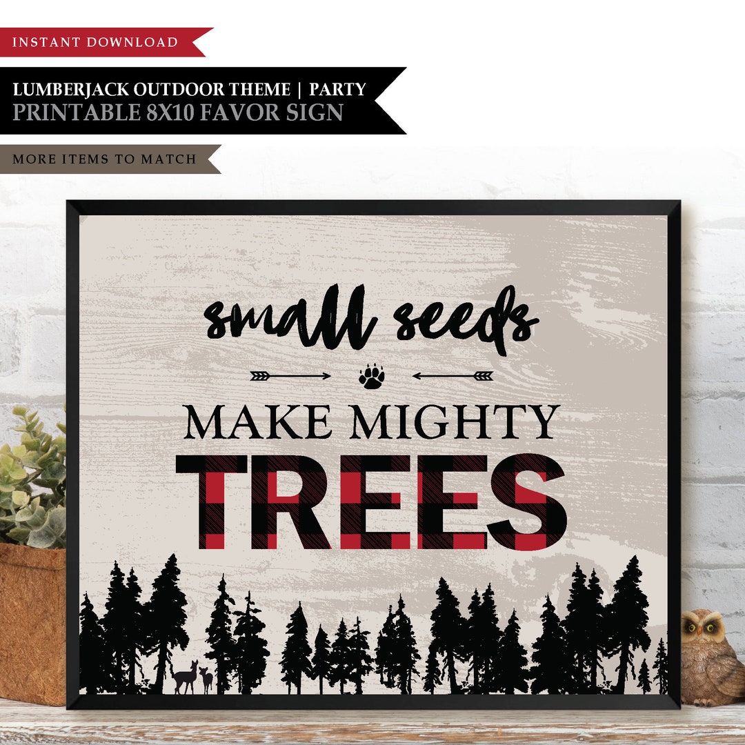 Lumberjack 'red Plaid' Theme printable Tree Seed Sign Party Favor Sign ...