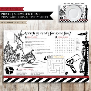 Pirate 'ahoy Matey' Theme *printable Kids Coloring Sheet* Party ...