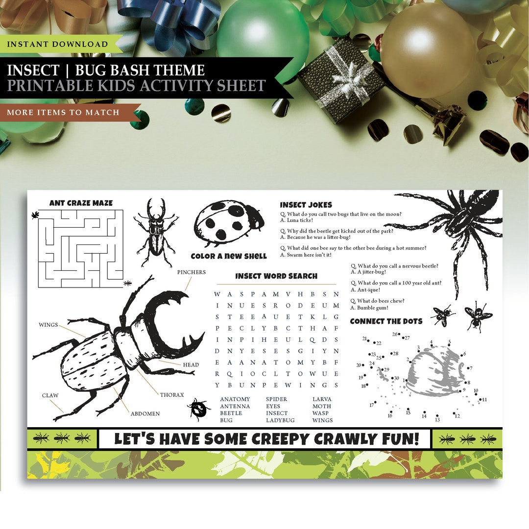 Insect 'creepy Crawler' Theme *printable Kids Coloring Sheet* Bug Bash ...