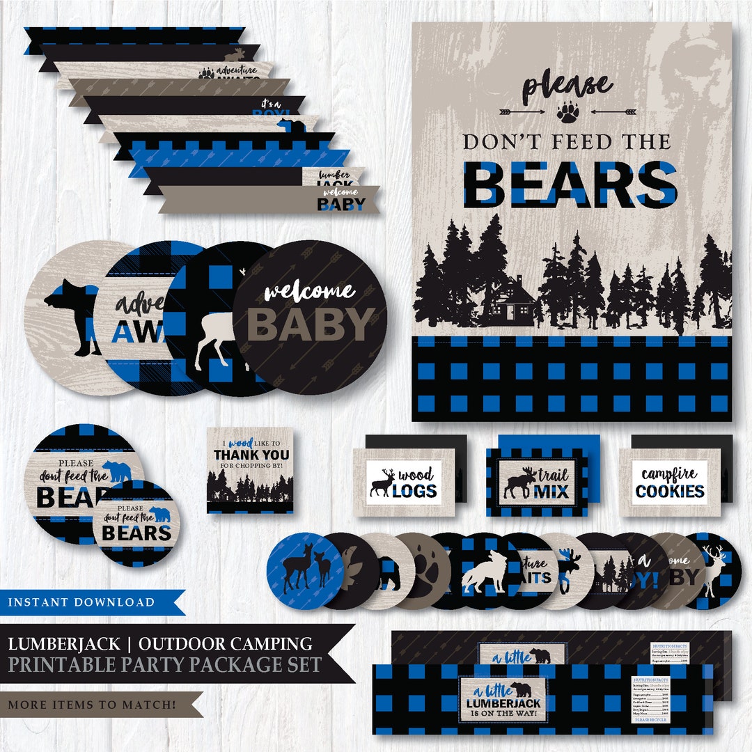 Lumberjack 'blue Flannel' Theme *printable Baby Shower Party Package ...