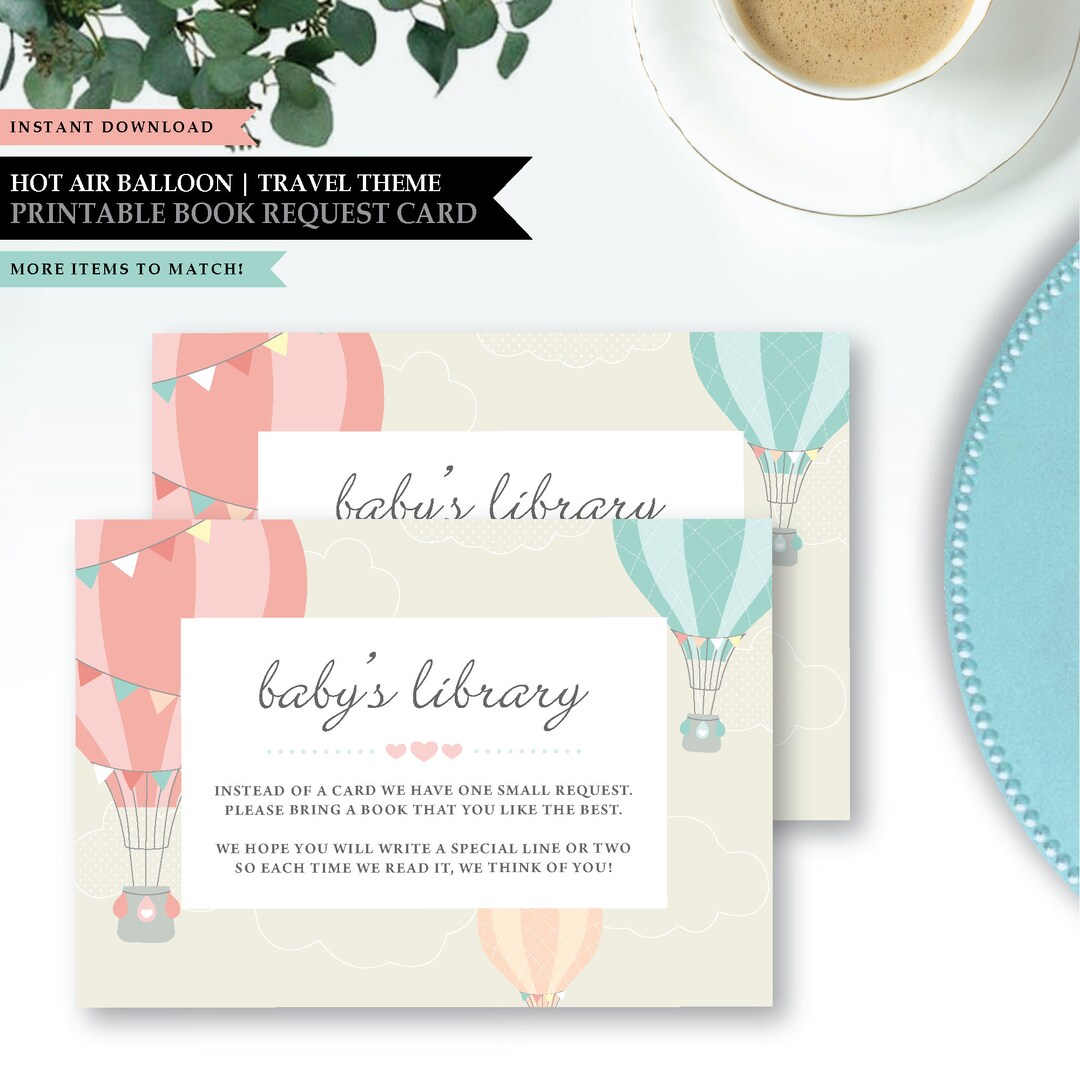 Hot Air Balloon 'up & Away' Theme *printable Book Request Card* Books ...