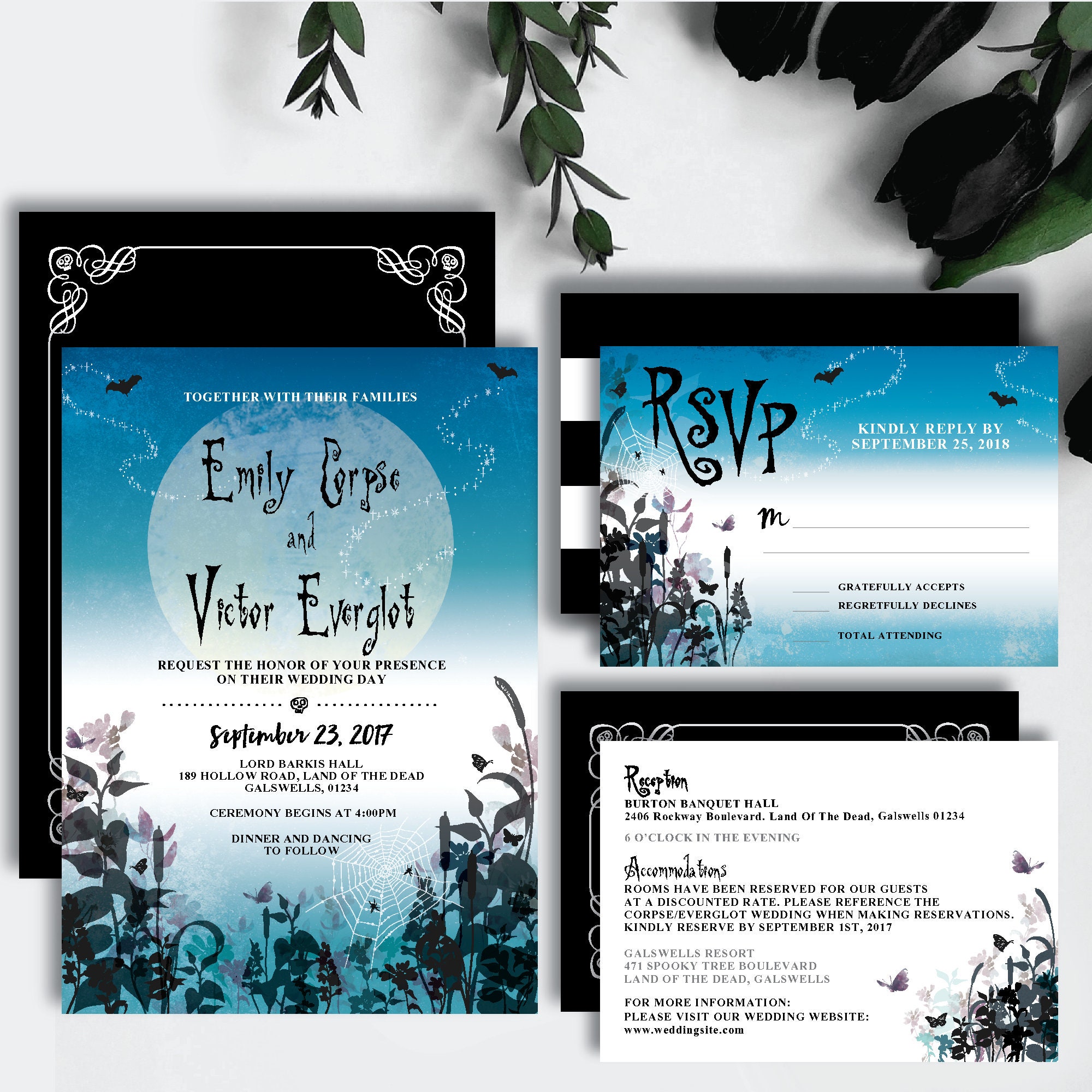 Corpse bride wedding invitations | Beachweddingtips.com