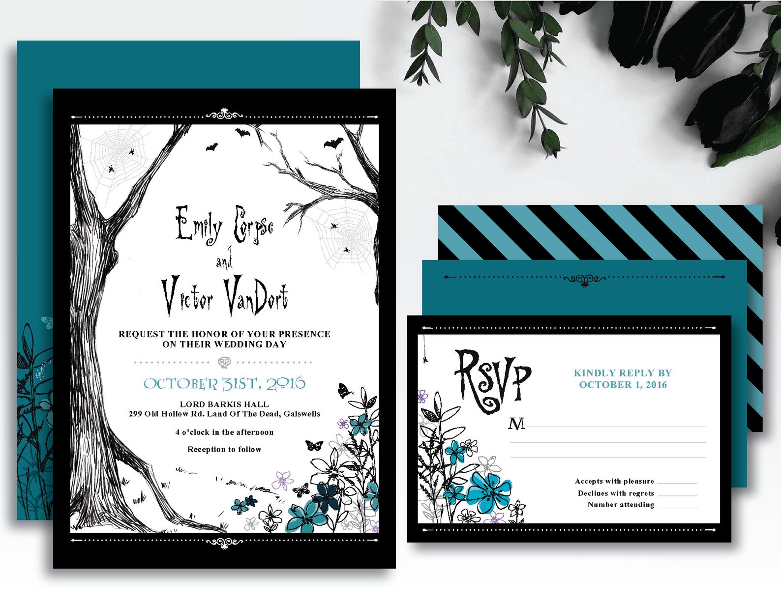 Corpse Skeleton Bride 'midnight Tree' Theme printable - Etsy