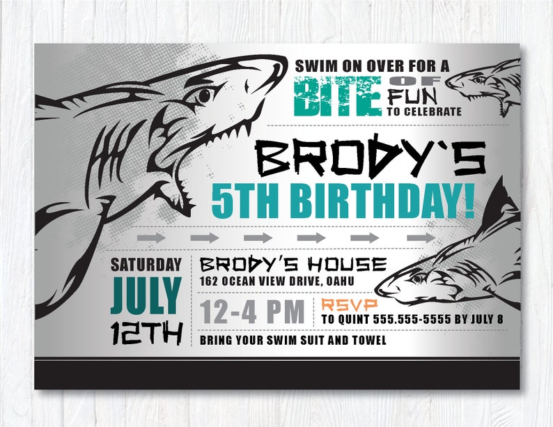 Shark 'stencil Bite' Theme printable Kids Birthday | Etsy Canada