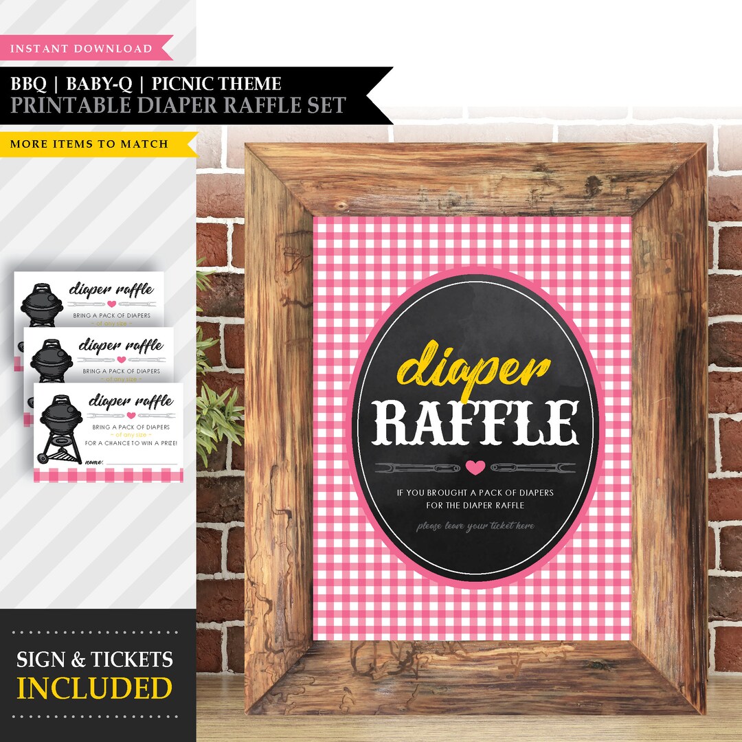 Baby-q 'backyard BBQ Pink' Theme *printable Diaper Raffle Tickets ...