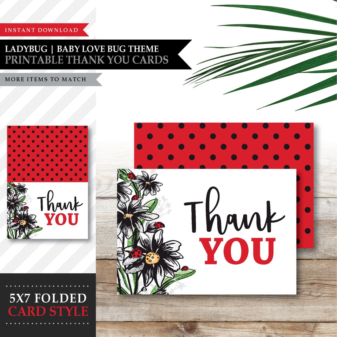 Ladybug *little Lady* Theme / Printable Thank You Card / Guest Gifts ...