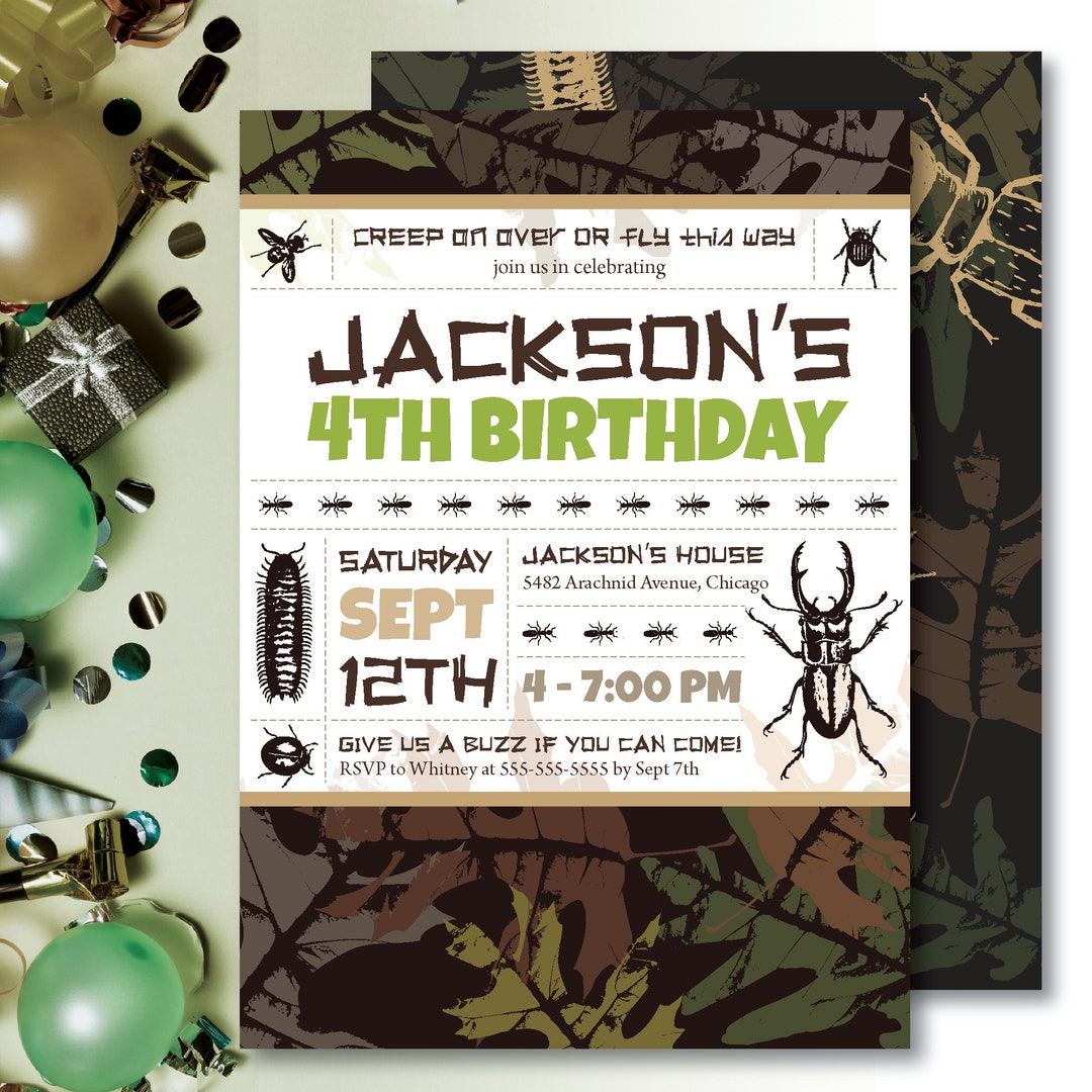 Insect *creep or Crawl* Printable Birthday Invitation | Digital Evite ...
