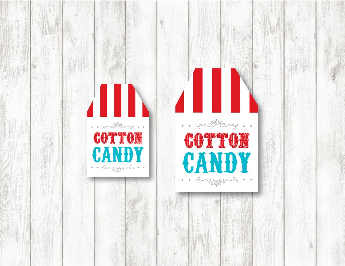 Carnival 'circus' Theme printable Cotton Candy Sign | Etsy