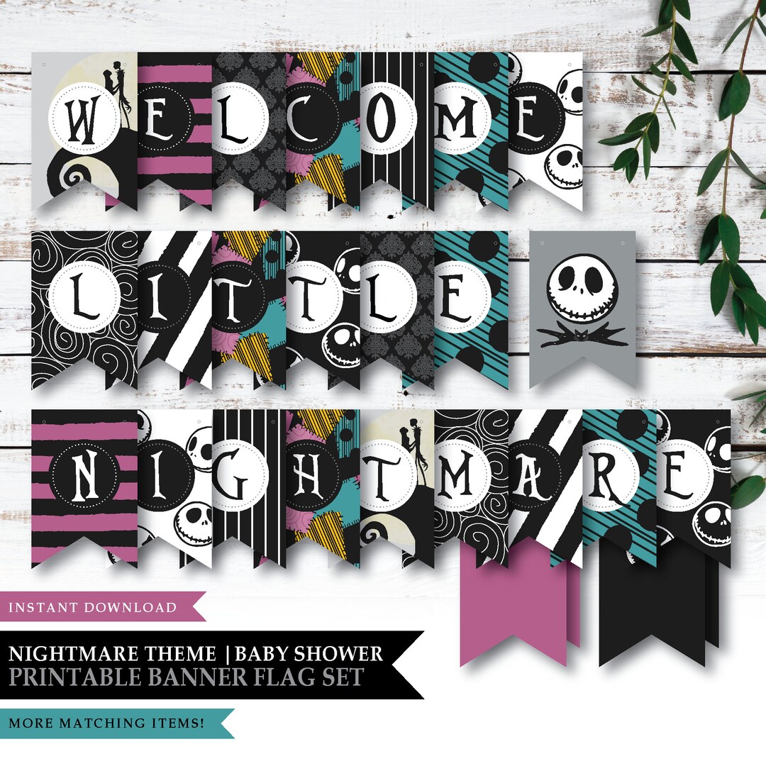 Nightmare *skellington Love* Printable Welcome Little Nightmare Banner ...