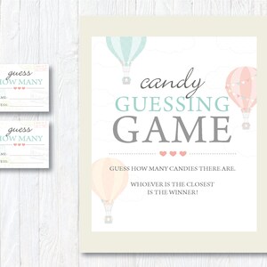 Hot Air Balloon 'up & Away' Theme *printable Candy Guessing Game* Guess ...