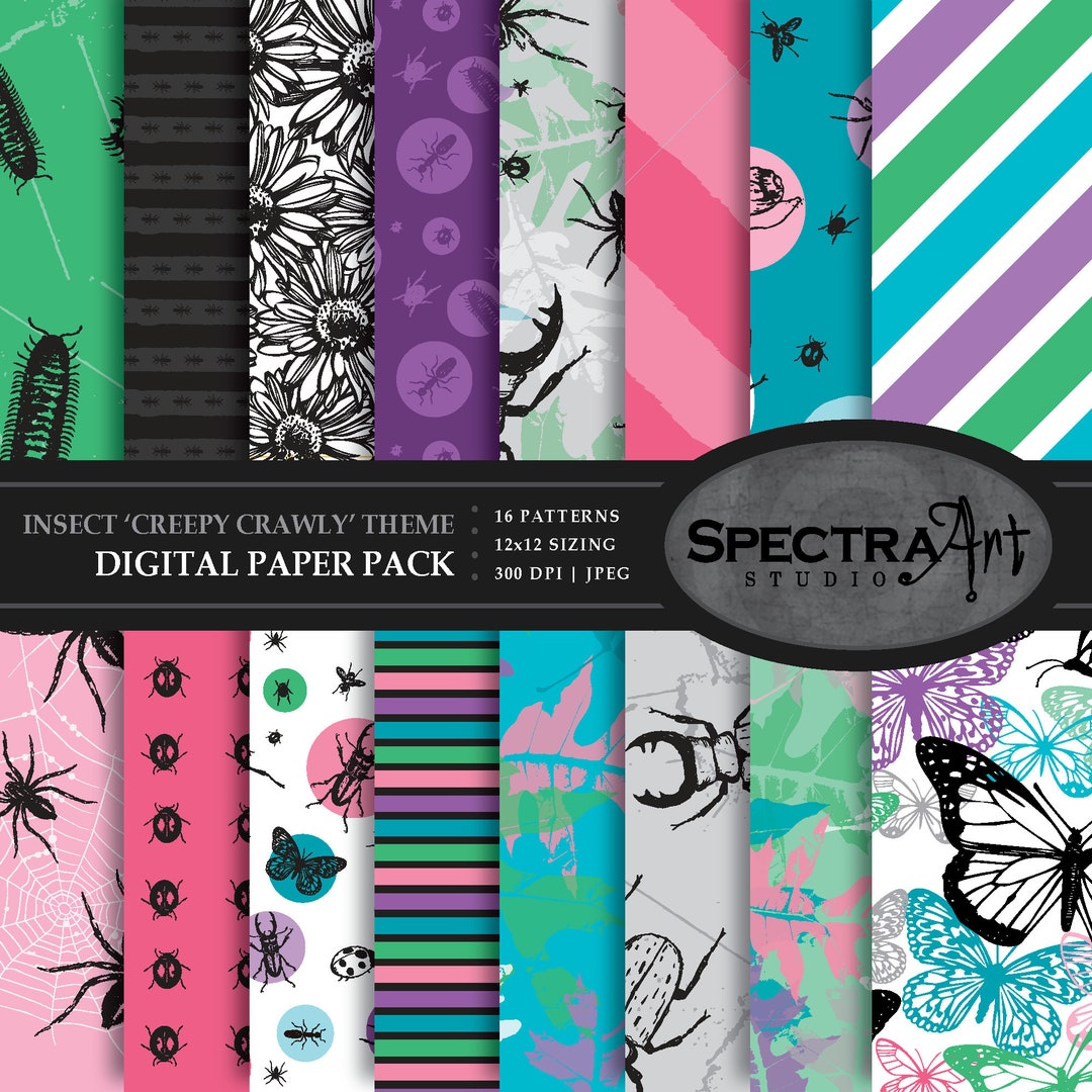 Insect *creepy Crawler Pink* Theme Digital Paper Pack | Printable ...