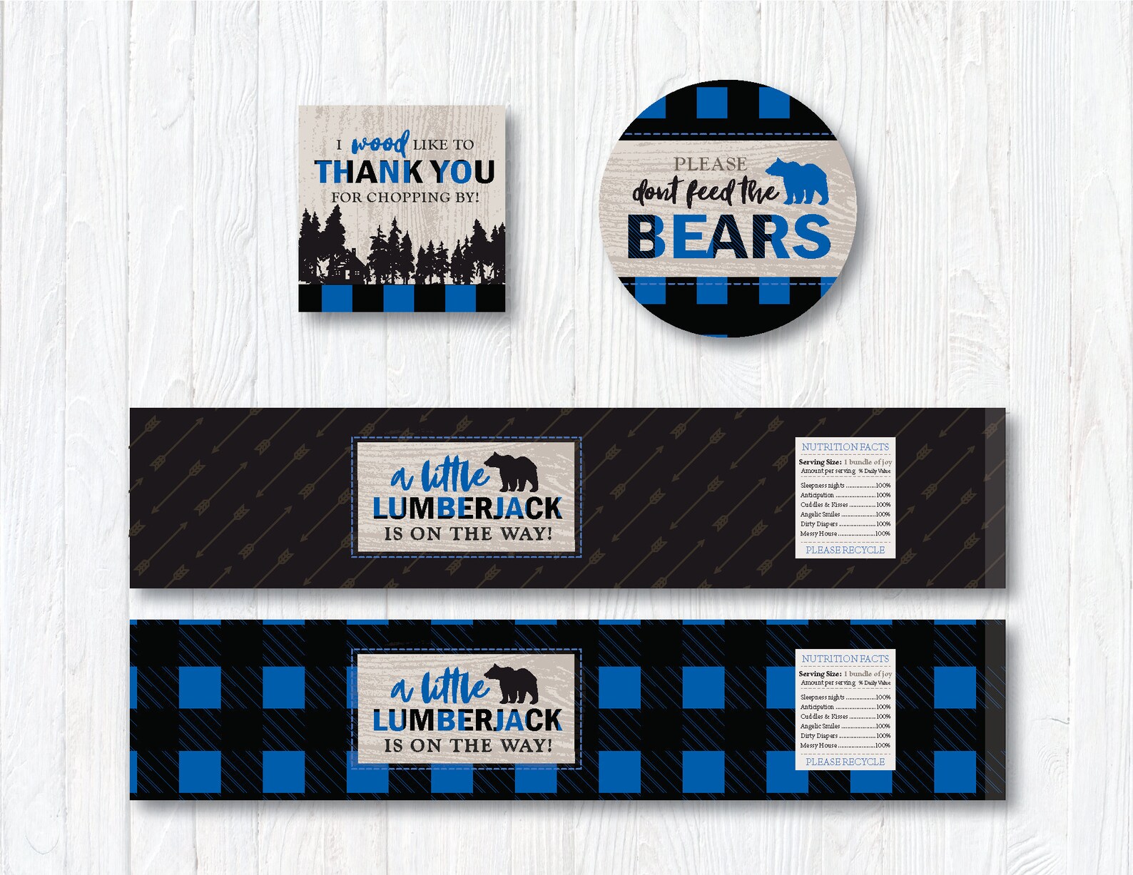 Lumberjack 'blue Flannel' Theme printable Baby Shower - Etsy