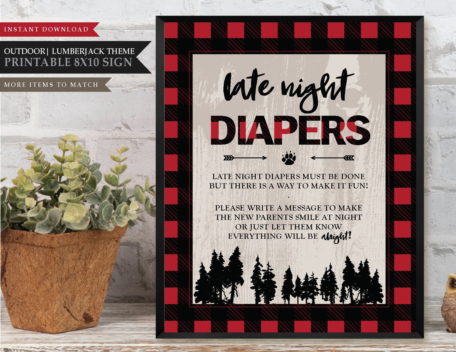 Lumberjack 'red Plaid' Theme printable Late Night - Etsy