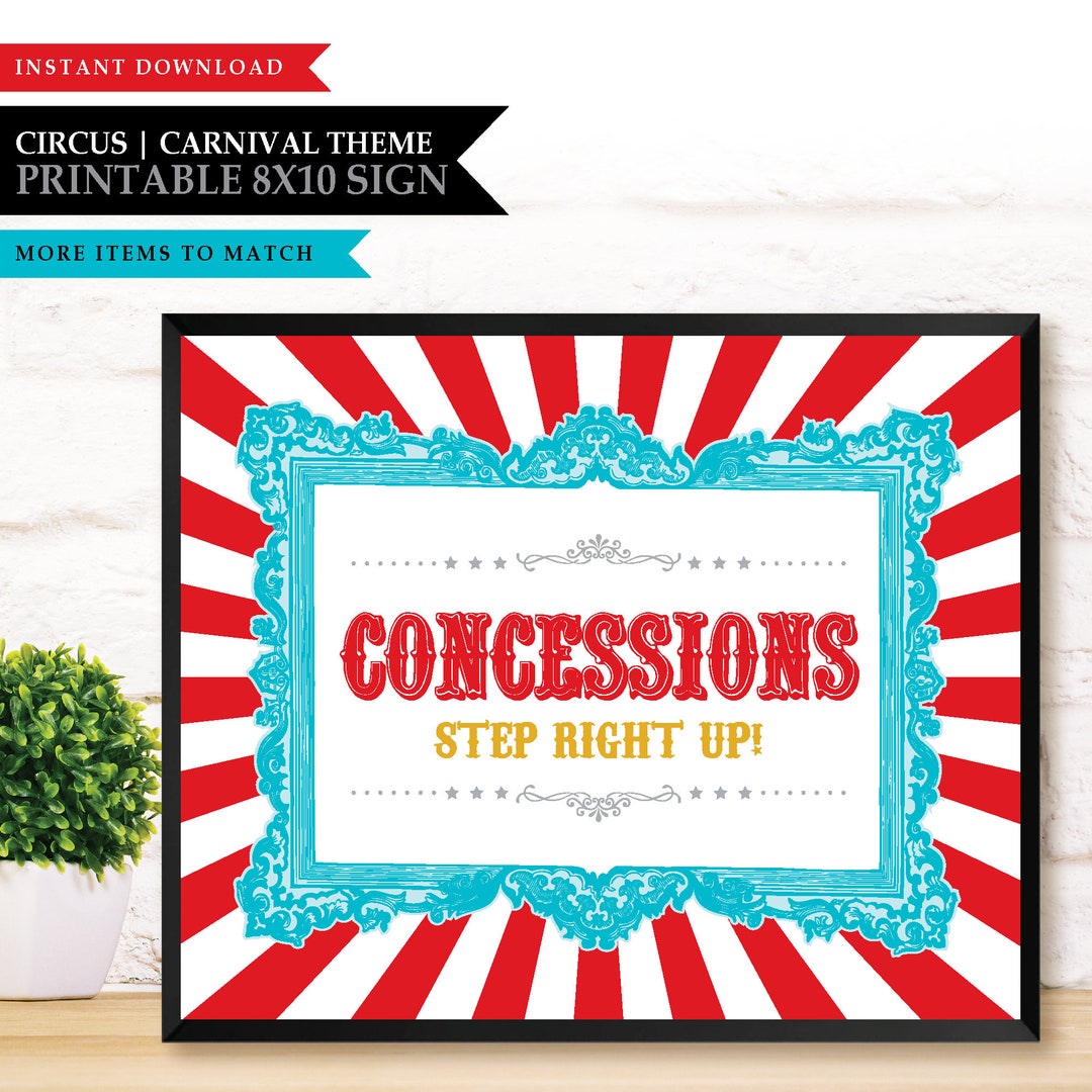 Carnival 'circus Clown' Theme *printable Snack Sign* Concession Sign ...