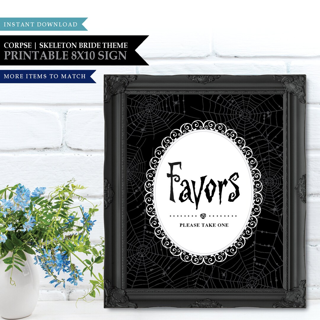 Corpse skeleton Bride Theme / Printable Party Favor Sign / Wedding ...