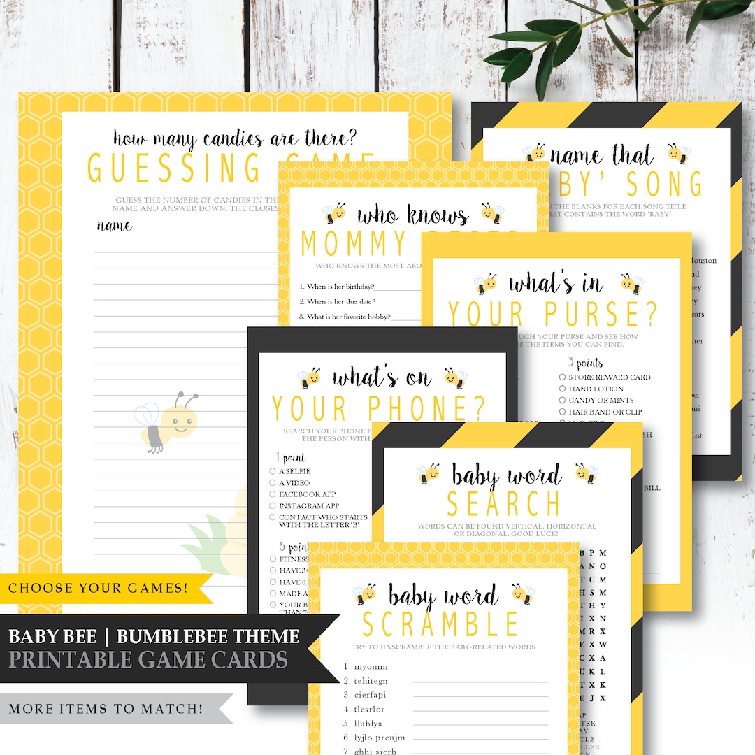 Baby 'little Bumblebee' Theme *printable Baby Shower Game Card* Knows ...