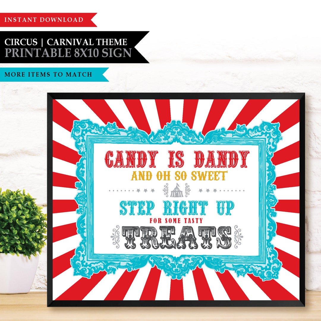 Carnival 'circus Clown' Theme *printable Candy Sign* Circus Candy Sign ...