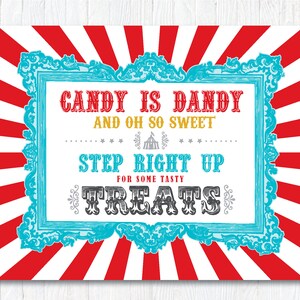 Carnival 'circus Clown' Theme printable Candy Sign Circus Candy Sign ...