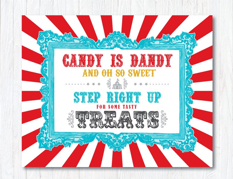 Carnival 'circus Clown' Theme *printable Candy Sign* Circus Candy Sign ...